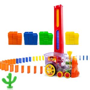 domino train, domino blocks set, building and stacking toy blocks domino set for 3-7 year old toys, boys girls creative gifts for kids