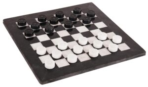 radicaln marble checkers board game 15 inches black and white handmade 2 player tournament checker set - portable table draughts board games sets