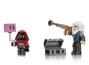 roblox action collection - bootleg buccaneers: mining man + quest minion two figure bundle [includes 2 exclusive virtual items]