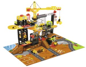 dickie toys construction playset with 4 die-cast cars