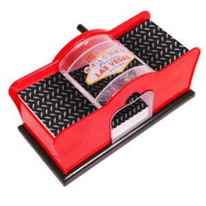 kangaroo manual card shuffler 2 deck for blackjack, uno, poker, omaha; quiet, manual card mixer, hand cranked, casino equipment card shuffling machine, cards holder uno shuffler card machine