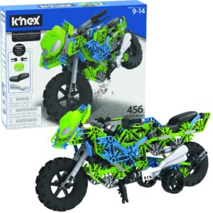 k'nex mega motorcycle building set - ages 9+ - 456 parts - working suspension, authentic replica model, advanced stem building toy for boys & girls - 14.5" l x 6" h