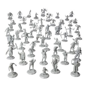 monster protectors 56 unpainted fantasy mini figures- all unique designs- 1" hex-sized compatible with dnd dungeons and dragons, pathfinder and rpg tabletop games- features goblins, gnolls, skeletons