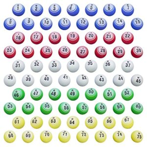 75 multi-color 3/5 inch bingo balls -plastic balls for bingo cages and raffles - compatible with cages from most major brands