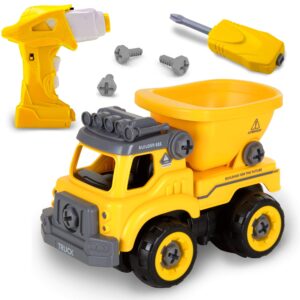 flybar remote control take apart dump truck – take apart toys with electric drill - diy assembly with realistic sounds, age 3 and up – by power gearz