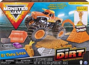 monster jam, el toro loco monster dirt deluxe set, featuring 16oz of monster dirt and official 1:64 scale die-cast monster jam truck