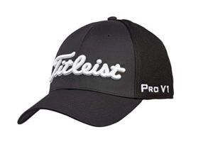 titleist men's tour sports mesh golf hat, black/white s/m