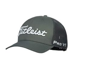 titleist men's tour performance mesh golf hat, charcoal/white