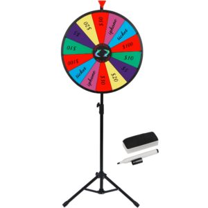 nova microdermabrasion 24 inches color prize wheel - spinning wheel with adjustable folding tripod floor stand - dry erase marker & eraser 14 color slots for carnival trade show fortune spinning game