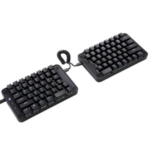 koolertron programmable split mechanical keyboard, all 89 keys programmable ergonomic keypad with oem gateron black switch, 8 macro keys - [smkd62] black (oem switch white backlit)