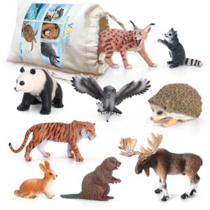 volnau safari animal figurines toys 9pcs eurasia figures for toddlers kids christmas decoration gift preschool educational tiger panda jungle forest zoo pack