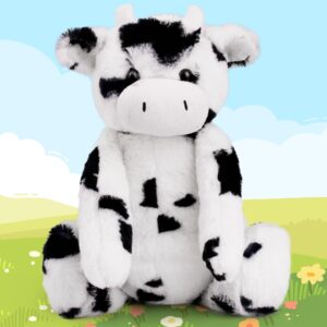 lotfancy cow stuffed animals, 16 inch tubbie wubbie soft plush cow for babies, farm animal toy birthday for boys girls, white and black, kids room decoration