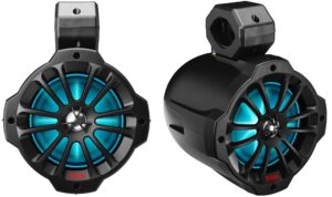 boss audio systems b62rgb atv utv marine boat stereo 6.5 inch wake tower speakers – ipx5 weatherproof, bluetooth, built-in amplifier