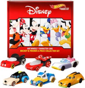 hot wheels disney bundle vehicles 6-pack toy vehicles exclusive daisy character car gift idea ages 3 and older, multicolor