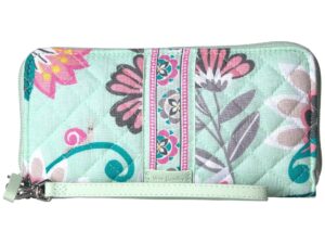 vera bradley iconic rfid accordion wristlet mint flowers one size