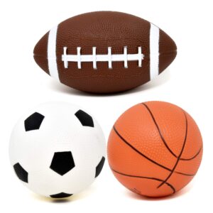 number 1 in gadgets set of 3 sports balls for kids, mini sport pack includes football, soccer & basketball for soft indoor & outdoor play great for toddlers & little hands