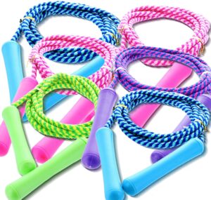 giftexpress adjustable size colorful jump rope for kids and teens - outdoor indoor fun games skipping rope exercise fitness activity and party favor - assorted colors pack of (6)