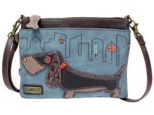 chala wiener dog mini crossbody handbag dog lovers convertible straps dachshund mom (indigo)