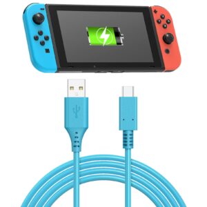 fast charging cable for switch/switch lite/switch oled/ps5/xbox series controller, long usb c charger cord for samsung galaxy s9 s8 note 8 and other usb c cable (9.8ft) blue