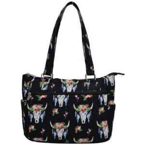 ngil quilted cotton shoulder bag (bull skull black)