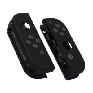 extremerate diy replacement shell buttons for nintendo switch & switch oled, black soft touch custom housing case with full set button for joycon handheld controller - console shell not included