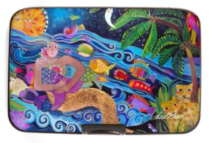 monarque rfid secure armored wallet, laurel burch collection (sea goddess)