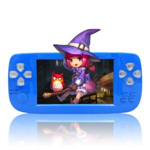 handheld game console, portable video game console 4.3 inch 3000 classic retro game console pap-kiii , support gba / gbc / gb / sega / nes / sfc / neogeo (blue)