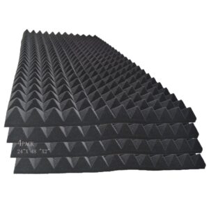 4pack 48 "x 24 "x 2" black acoustic panels studio soundproofing e tiles,