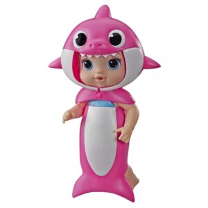 baby alive, baby shark blonde hair doll, with tail & hood, inspired by hit song & dance, waterplay toy for kids ages 3 years old & up (amazon exclusive), pink