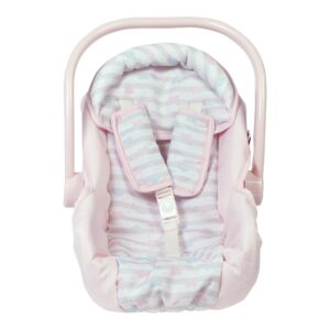 adora baby doll car seat carrier with removable seat cover - machine washable, fits most dolls & plush animals up to 20”, birthday gift for ages 2+ - pastel pink hearts