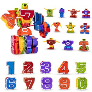 lydaz number bots toys for kids, number robots block, preschool action learning education math autism toys for toddlers, classroom valentines birthday gifts for boys 2 3 4 5years old(10pcs)