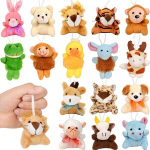 maliweg 16-pack mini animal plush toy set, soft plush toys for kids party favors, keychain ornament,birthday party supplies,prize rewards