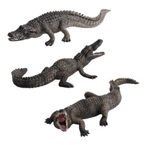 warmtree simulated crocodiles model realistic alligator figurines plastic crocodile action figure, set of 3