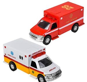 dollaritemdirect 5 inches die cast pull back rescue ambulance, case of 12