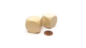 koplow games pack of 2 d6 large jumbo 30mm rounded blank wooden dice - 'light' wood