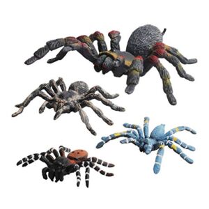 warmtree simulated spider model realistic spider figurines plastic spider action figure, set of 4