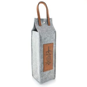 dice tower travel bag grey felt and chestnut ~ by c4labs