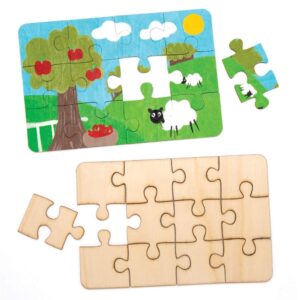 baker ross aw602 wooden jigsaw puzzles - pack of 8, painting arts and crafts for kids