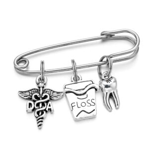 dyjelwd dental assistant da pin dentist medical caduceus charms brooch birthday graduation jewelry gifts (da pin)