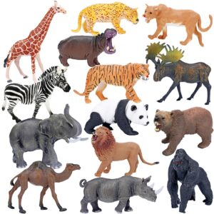 bolzra safari animals figures toys, realistic jumbo wild zoo animals figurines plastic african jungle animals playset for kids toddlers, 14 piece gift set