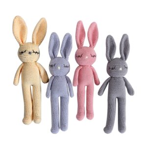 moni's choice easter baby stuffed animal bunny rabbit handmade plush easter stuffed animal knitted doll baby sleep toy newborn gift handmade(grey)