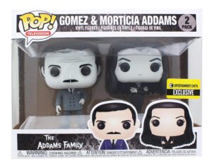 funko pop! tv: the addams family morticia and gomez black-and-white vinyl 2-pack entertainment earth exclusive