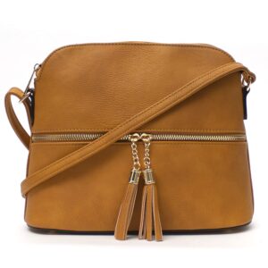 janin handbag lightweight medium dome crossbody bag with tassel zipper pocket adjustable strap