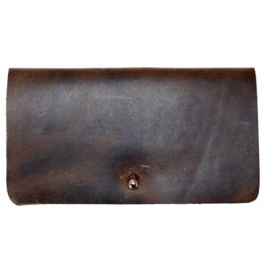 hide & drink, leather wallet, holds up to 4 cards plus flat bills & coins/pouch/case/purse/cash, handmade :: bourbon brown