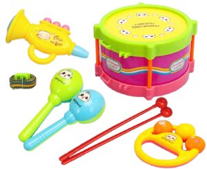 toddler musical instruments toys, baby maracas shakers percussion mini drum set for toddlers preschool boys and girls（random color）