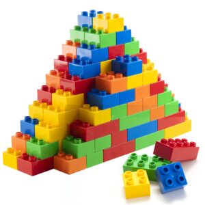 prextex building blocks for toddlers 1-3+ (50 mega blocks) large toy blocks compatible with most major brands - kids toys gift set for all ages (boys & girls)