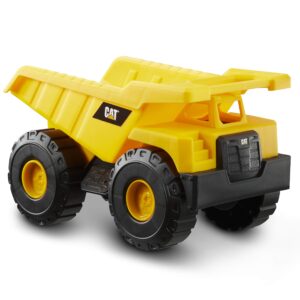 cat construction toys, 15" dump truck toy, ages 2+, sturdy plastic, no batteries required, cat construction tough rigs series