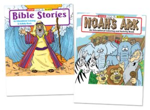 50 pack: bible stories (25-pack) and noah's ark (25-pack) kids educational christian coloring and activity books in bulk - sunday school teacher supplies - church gifts for children (without crayons)