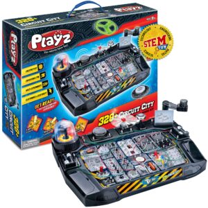 playz advanced electrical circuit board engineering kit for kids with 328+ stem projects on electricity, voltage, currents, resistance, & magnetic science | gift for children age 8-13+