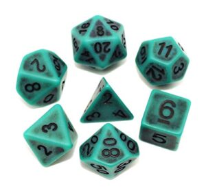 dnd dice set ancient rpg dice for dungeons and dragons(d&d) pathfinder mtg tabletop role playing game polyhedral 7-die dice group (green)